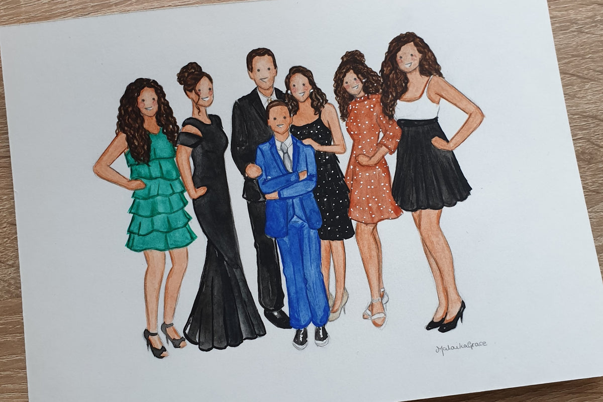 Custom Illustration (Six Subjects) – Drawing Dutchess